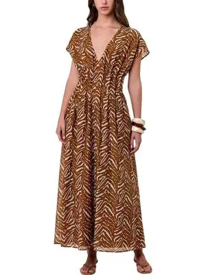 NICHOLAS Marley Maxi Dress Abstract Animal Print - Brown