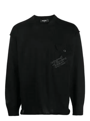 Dsquared2 Ribbed Crew Neck Jumper With Chest Pocket - Black