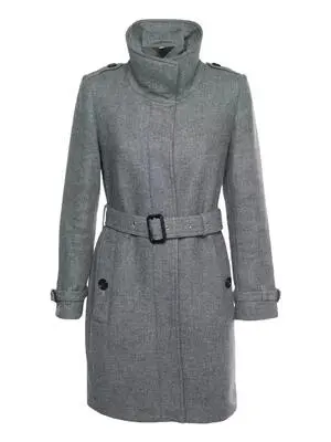 Burberry Long-sleeve Belted Coat - Grey