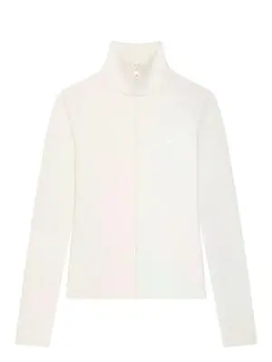 COURREGES Logo Embroidered Zip-up Cardigan - Neutrals
