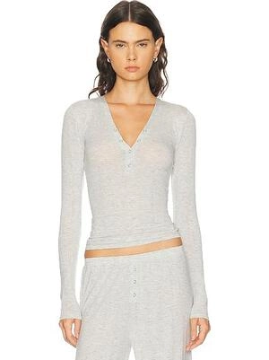 NEGATIVE UNDERWEAR Whipped Henley Top - Cloud