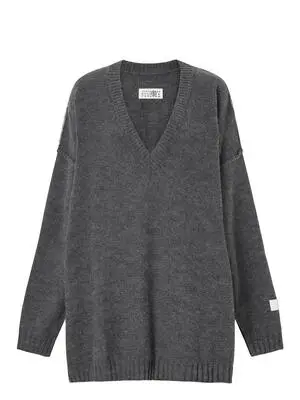 MAISON MARGIELA Oversized Wool And Alpaca-blend V-neck Sweater - Gray