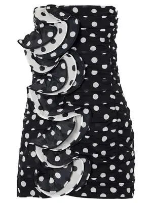 Charo Ruiz Ibiza Rocio Polka-dot Ruffled Strapless Mini Dress - Black