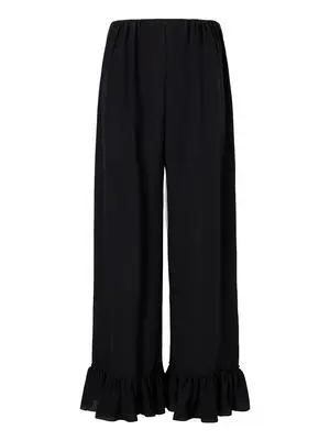 Chloé Wide-leg Ruffled Silk Crepe De Chine Trousers - Black