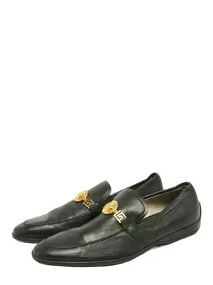 Versace Medusa Buckle Leather Loafers - Black