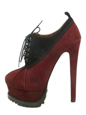 Alaïa Lace-up Suede Heeled Booties - Red