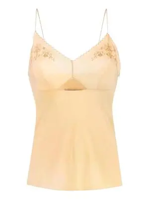 Alberta Ferretti Floral-embroidered Silk Cami - Neutrals