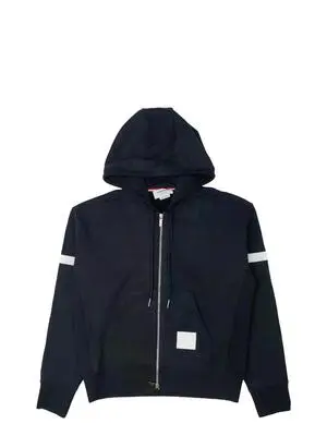 Thom Browne Loopback Jersey Relaxed Zip Up Hoodie - Blue