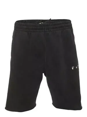Off-White Logo Embroidered Relaxed Fit Shorts - Black