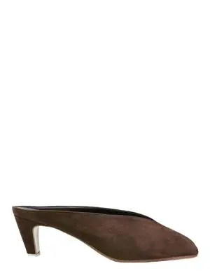 BIANCADI Leather Block Heel Sandals - Brown