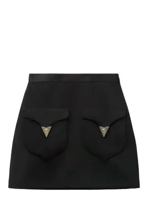 Versace Wool Mini Skirt With Medusa Hardware - Black