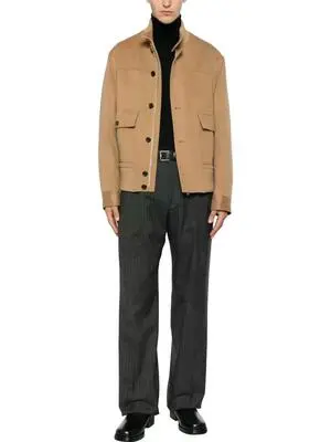 LARDINI Ribbed-trim Jacket - Neutrals