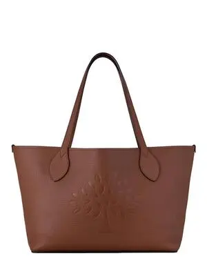 Mulberry Mulberry Logo Grained Leather Tote Bag Brown