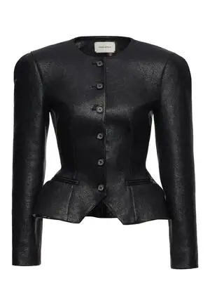Magda Butrym Structured Sheep Leather Jacket - Black