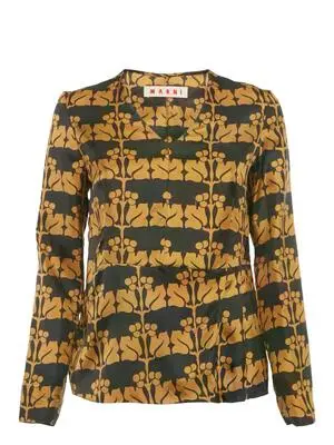 Marni Graphic Print Silk Blouse - Black