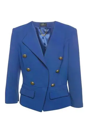 Elisabetta Franchi Double-breasted Blazer With Peplum Hem - Blue