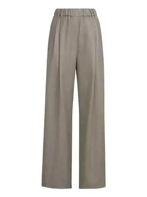 BRUNELLO CUCINELLI Brunello Cucinelli Sparkling Virgin-Wool Pinstripe Track Trousers With Monili