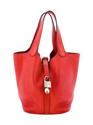 Hermès Picotin Lock Bag Clemence Pm Bucket Bag - Red