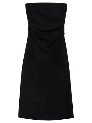 ANINE BING Tyla Strapless Gathered Midi Dress - Black
