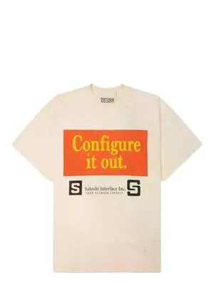 SATOSHI NAKAMOTO Print-detail Round-neck T-shirt - Neutrals