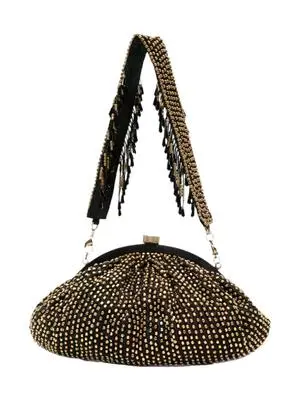 SLO_HAND_MADE Embellished Clutch Bag With Chain Strap - Gold