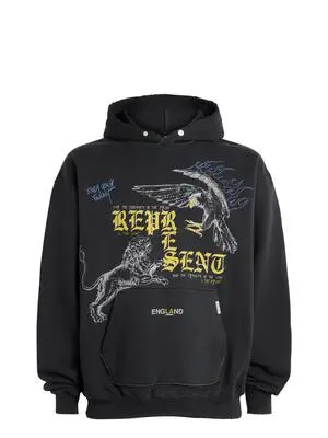 REPRESENT Cotton Graphic Hoodie - Black