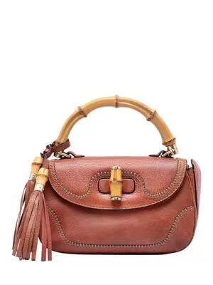 Gucci Leather Bamboo Satchel - Red