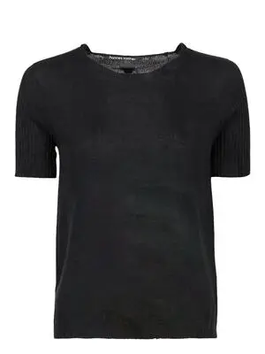 HANNES ROETHER Ribbed-knit Short-sleeve T-shirt - Black