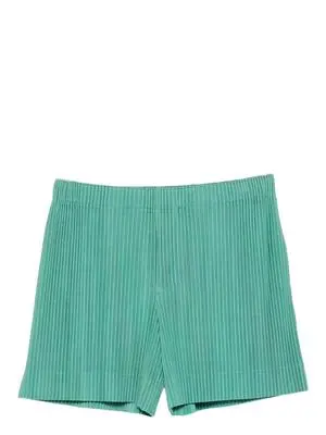 Issey Miyake Pleated Texture Elasticated Waist Shorts - Green