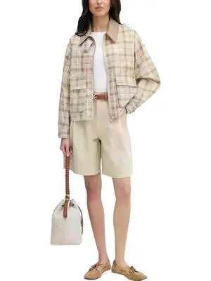 Barbour Myshall Cropped Checked Jacket - Neutrals