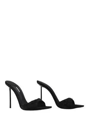 LE SILLA Silk Ruched Stiletto Sandals - Black