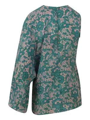 GIANLUCA CAPANNOLO Lace-print One-shoulder Top - Green