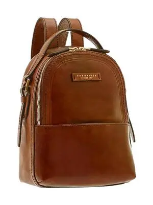 THE BRIDGE Leather Logo Plaque Backpack - Brown