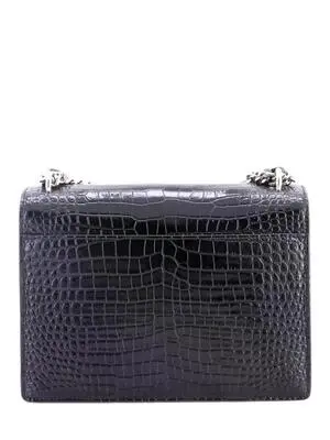 Saint Laurent Sunset Crocodile Embossed Leather Medium Crossbody Bag - Black