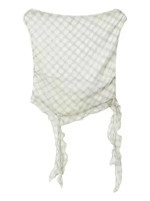 B+AB Check Pattern Ruffled Top - Neutrals