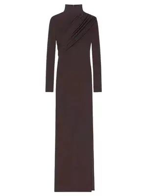 COURREGES Maxi Dress With Draped Twist Detail - Brown