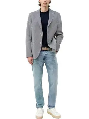 BOSS Micro-patterned Single-breasted Blazer - Blue