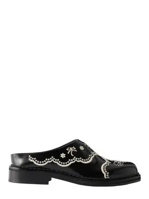 Simone Rocha Floral Lace Embroidered Leather Slip-ons Multi