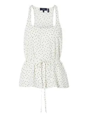 Theory Belted Halterneck Polka Dot Tank - Neutrals