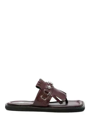 TOGA VIRILIS Fringed Detail Square Toe Sandals - Red
