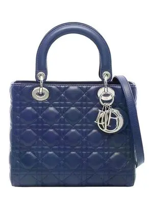Dior Christian Dior Lambskin Cannage Lady Dior Satchel Blue