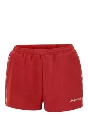 SPORTY & RICH Sporty & Rich Embroidered Logo Contrast Trim Shorts