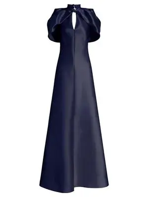 Alberta Ferretti Puff-sleeves Keyhole Dress - Blue