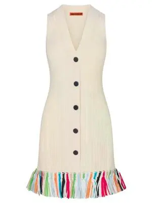 SIMONMILLER Maven Knitted Mini Dress With Fringe Trim - Neutrals