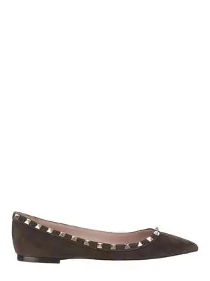 Valentino Garavani Rockstud Pointed-toe Ballet Flats - Brown
