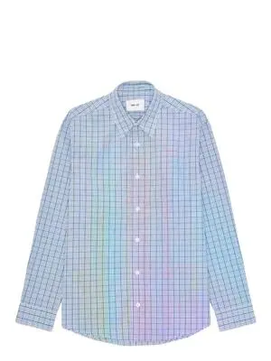 Nn07 Quinsy Check-pattern Long-sleeve Shirt - Blue