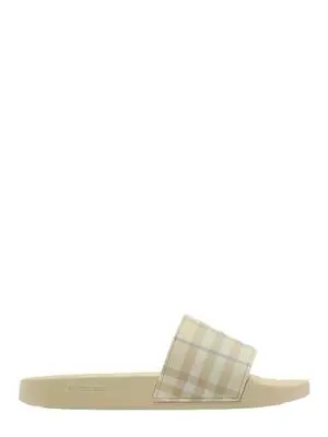 Burberry Check Pattern Sliders - Neutrals