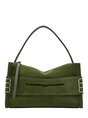 JW Anderson Suede Loafer Shoulder Bag With Whipstitching - Khaki