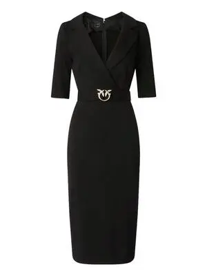 Pinko V-neck Midi Dress - Black