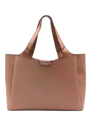 Dkny Etta Logo Plaque Shoulder Bag - Neutrals